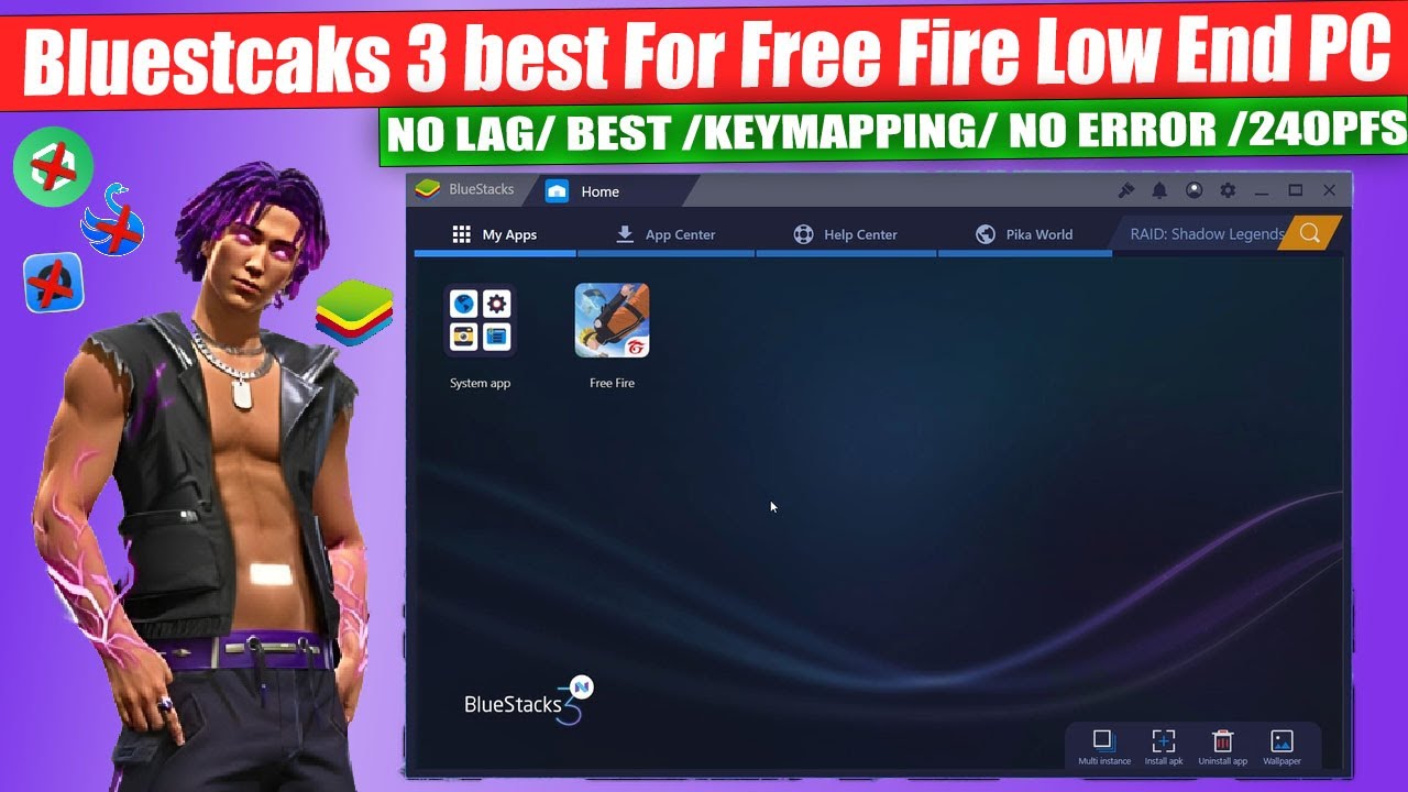 Bluestacks 3 Lite For Free Fire OB47 Low End Pc - Without Graphics card ...