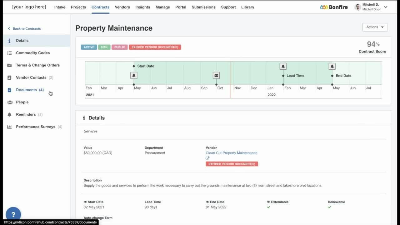 Contract Management in Bonfire - YouTube