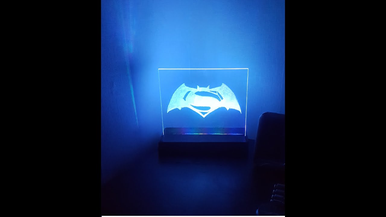 DIY LED light project. Table lamp. Batman V Superman 2016! Engraved ...
