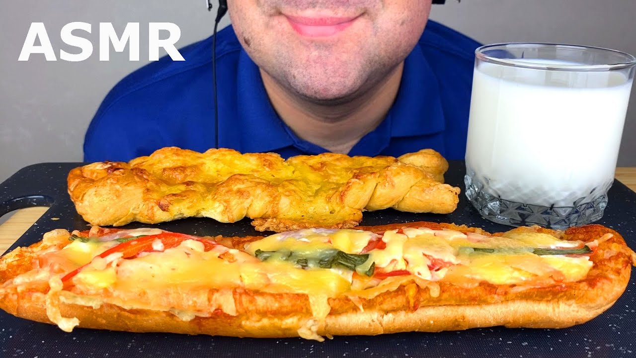 ASMR EATING CHEESE BREAD + PIZZA BREAD MUKBANG FOOD (EATING SOUNDS ...