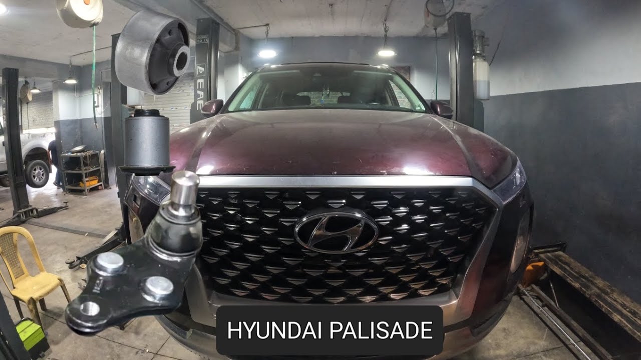 replacing bushing control arm and ball joint ... hyundai palisade 2020 ...
