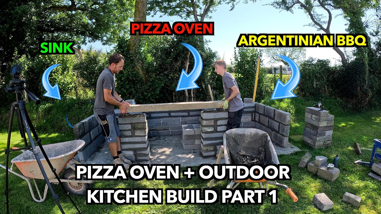 How to build a brick pizza oven part 1 - Blockwork base - YouTube