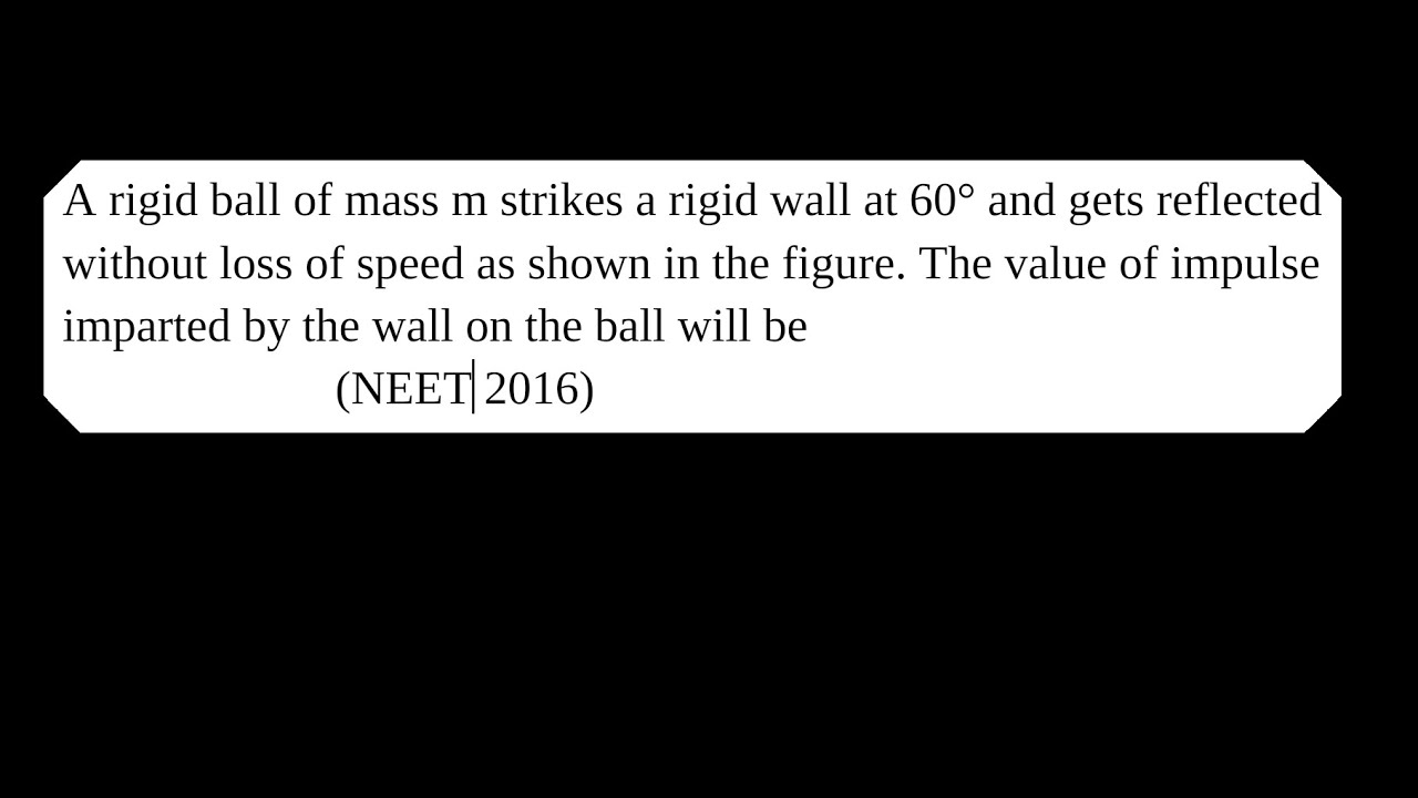 A rigid ball of mass m strikes a rigid wall at 60° and gets reflected ...