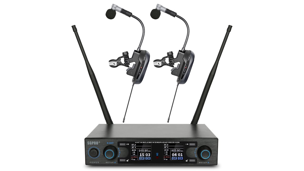SGPRO D-333T Saxophone Microphone Wireless Professional, Dual System ...