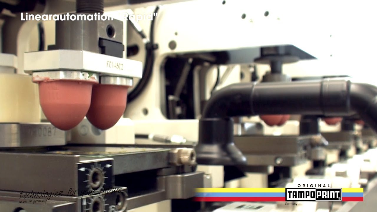 TAMPOPRINT - Linearautomation RAPID - Tampondruck Maschine - DE - YouTube