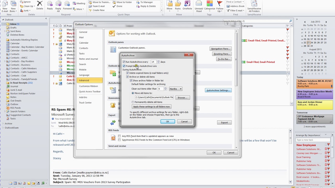 Microsoft Outlook 2010 Mastering Video 64 Archiving - YouTube