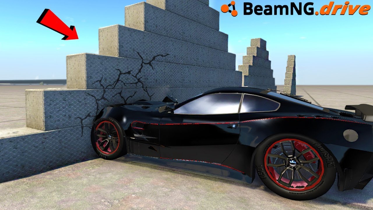 BeamNG Drive highest horsepower meets indestructible wall - YouTube