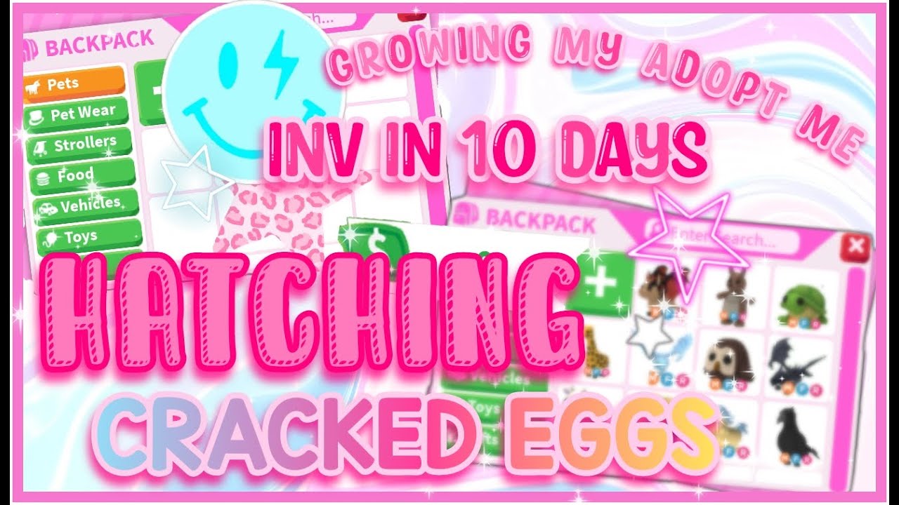 Day 6 [Growing my adopt me inventory in 10 days] hatching cracked eggs ...