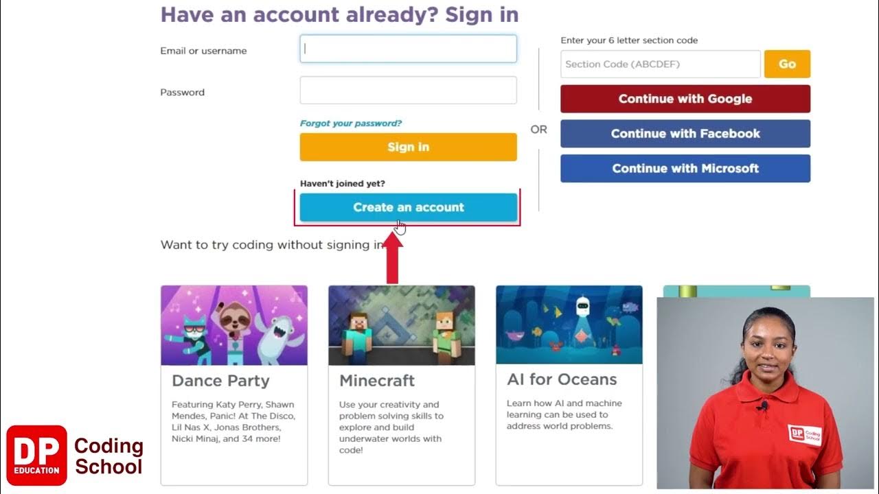 Project 1 - Step 1 - How to create an account on code.org - YouTube