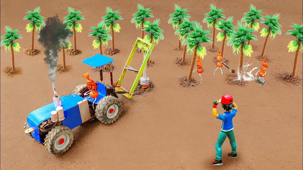 Diy tractor hole digging machine | Science project | @Sun Farming ...