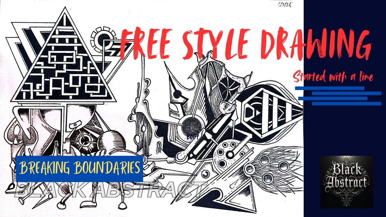 How to Draw Abstract Art/Freestyle Drawing using Tech pen and Marker ...