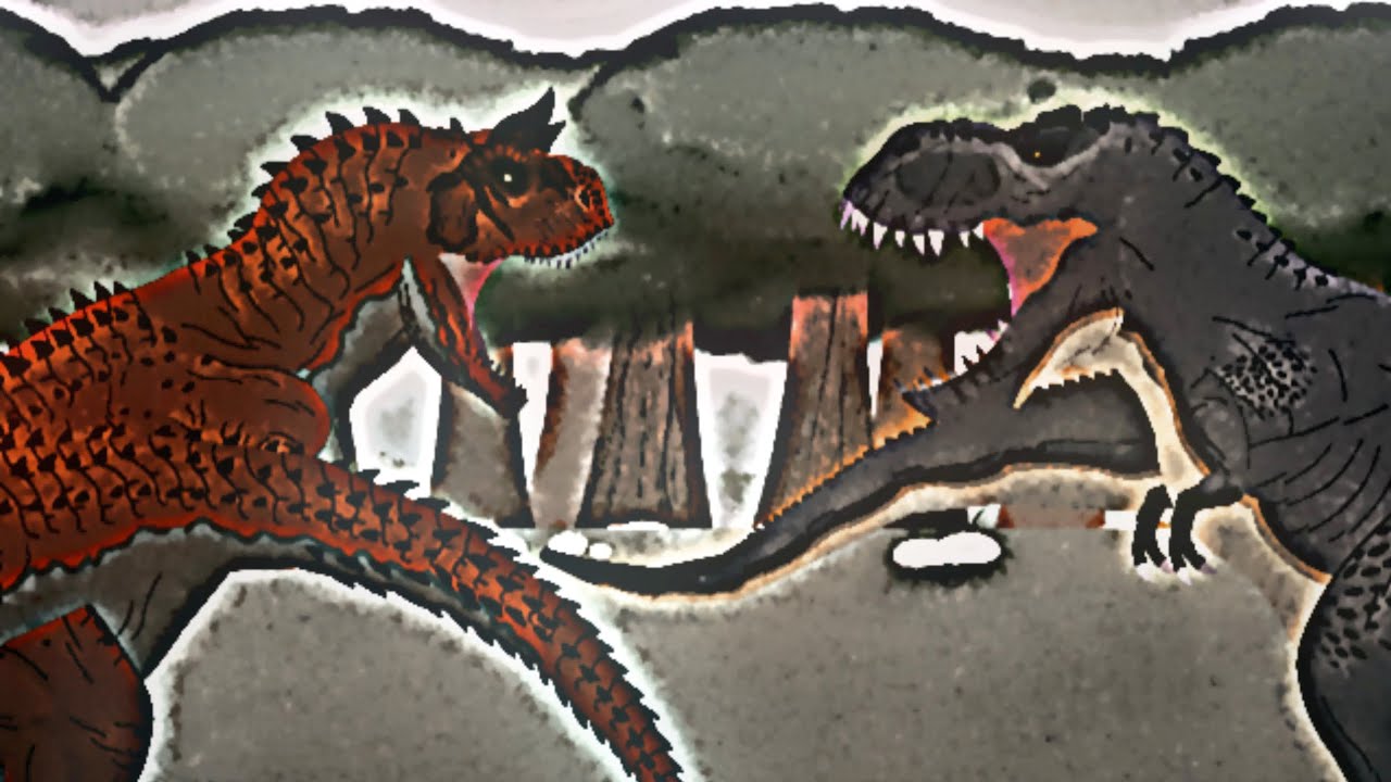 Disney carnotaurus vs vastatosaurus rex // dinosaur battle // stick ...