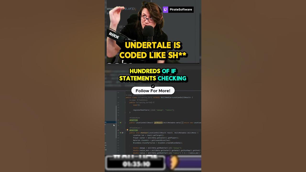 UNDERTALE HAS TERRIBLE CODE #piratesoftware #undertale - YouTube