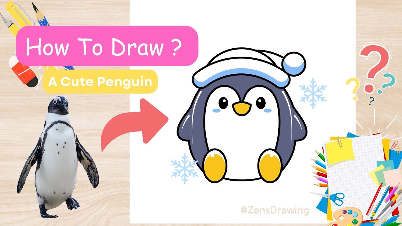 How to draw a cute penguin - YouTube