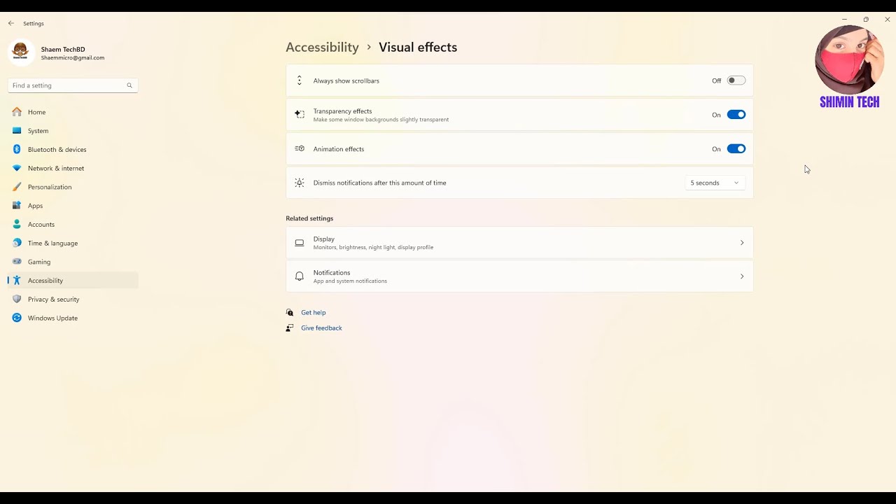 Turn on Animation Effects in Windows 11