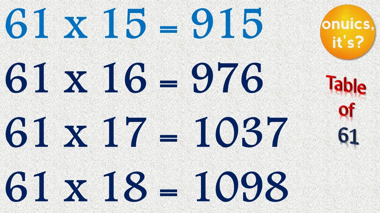 Pahada 61 ka multiplication se | Table of 61 | Math - YouTube