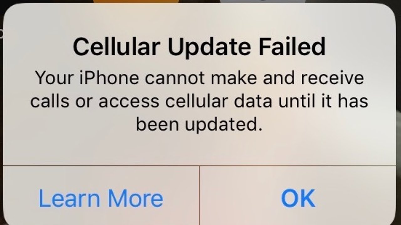 Cellular Update Failed On iPhone Fix - YouTube