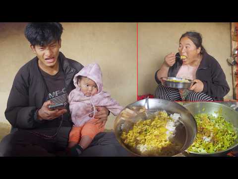 jina is cooking lunch in the village & enjoying with husband sanjip ||  @shepherdlifeofnepal