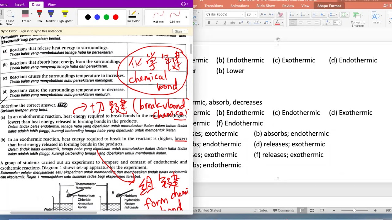 Form 3 Science Chapter 5 Thermochemistry exercise discussion - YouTube