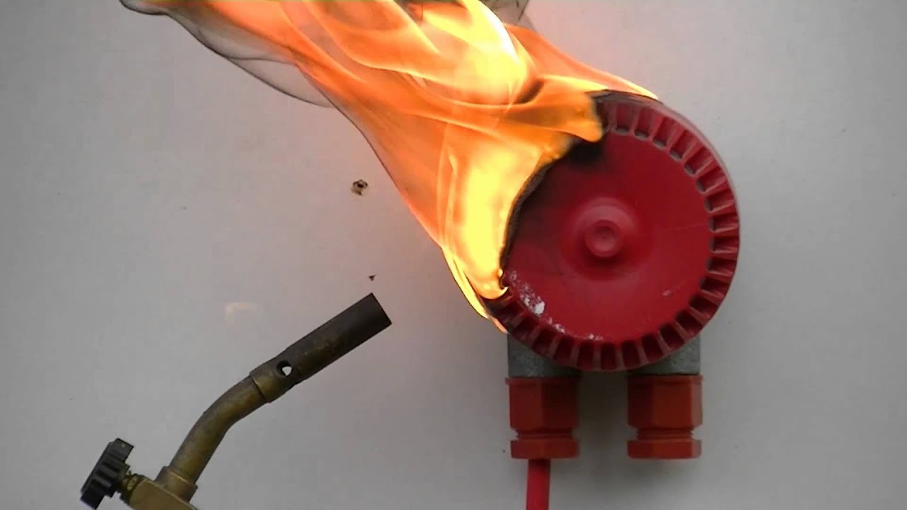 Round fire sounder on fire - YouTube