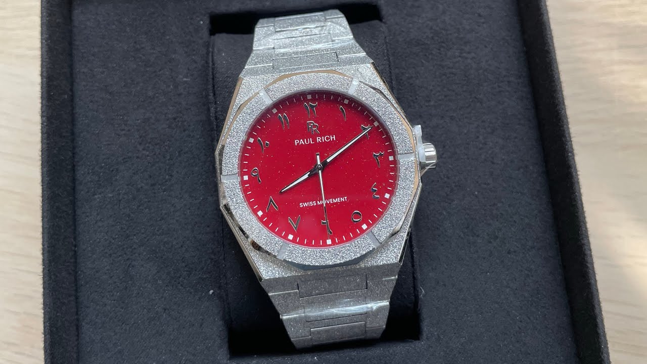 Men's silver Paul Rich watch Frosted Star Dust II Oasis - Pasha's Ruby Silver 43MM - YouTube