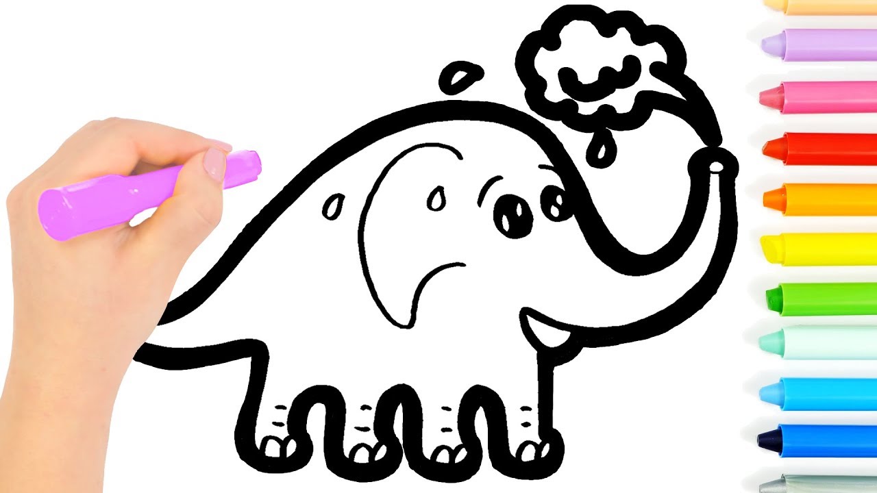 Elephatn coloring and drawing for Kids Toddlers Кис Кис Knc Knc - YouTube