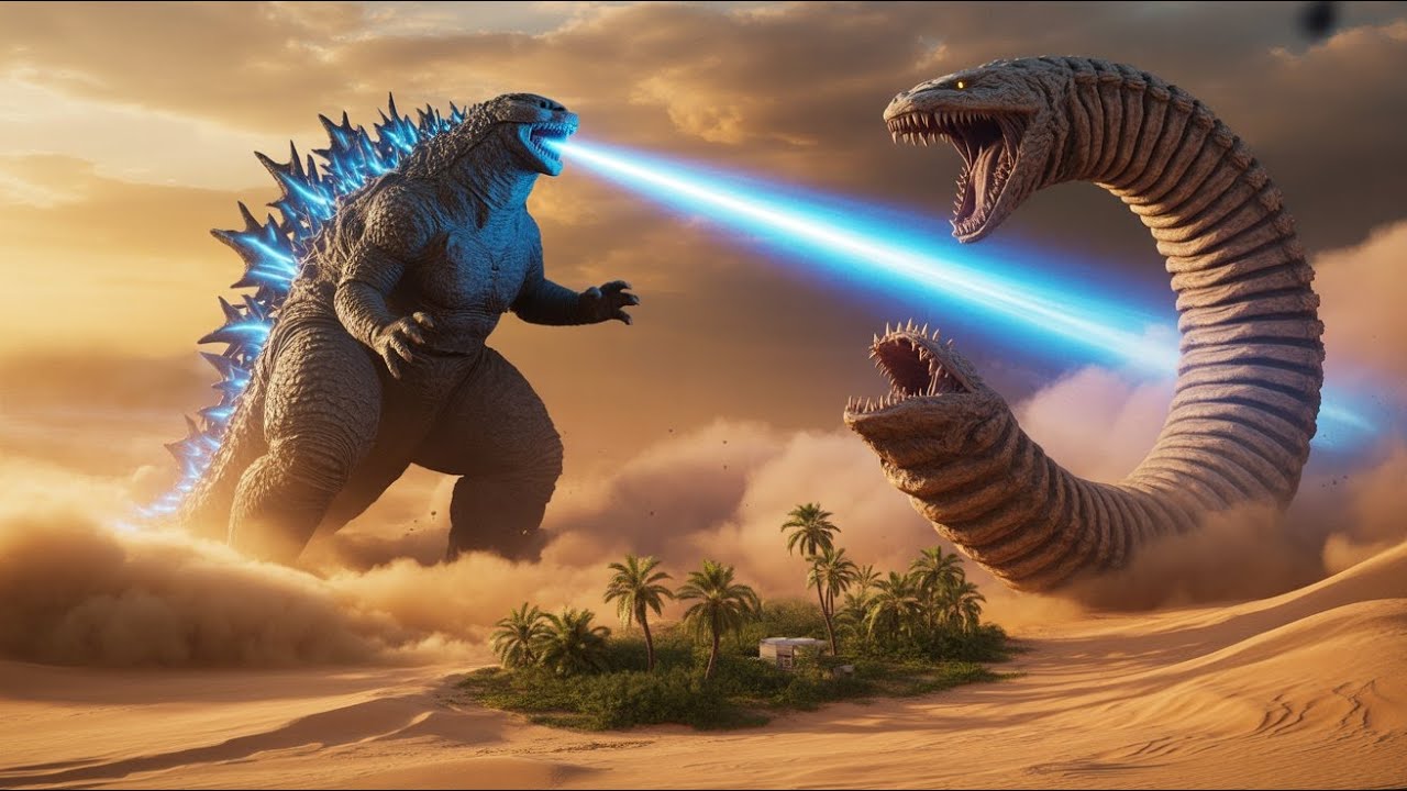 Godzilla vs Desert Sandworm – The Oasis Rescue 🌊🏜️🐲 Kaiju Movie Monster ...