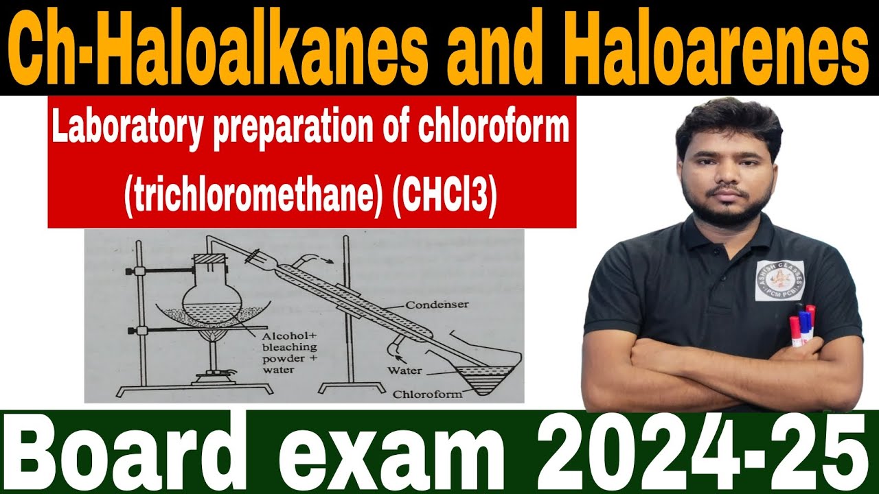 Laboratory preparation of chloroform (trichloromethane) (CHCl3)Class ...
