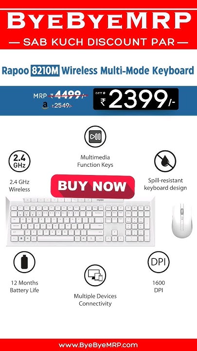 Keyboard & Mouse सिर्फ 2399/- में 🔥Best deal on "Rapoo 8210M Wireless Keyboard Mouse Combo"💰 ...