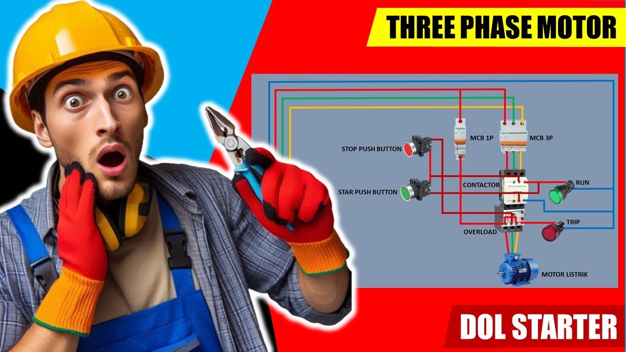 DOL Starter Circuit (Direct On Line) 3 Phase Motor | Direct On Line Circuit Wiring Tutorial ...