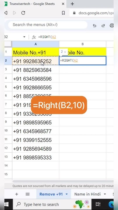 How to Remove +91 from mobile number in excel🤯#excel #shorts - YouTube