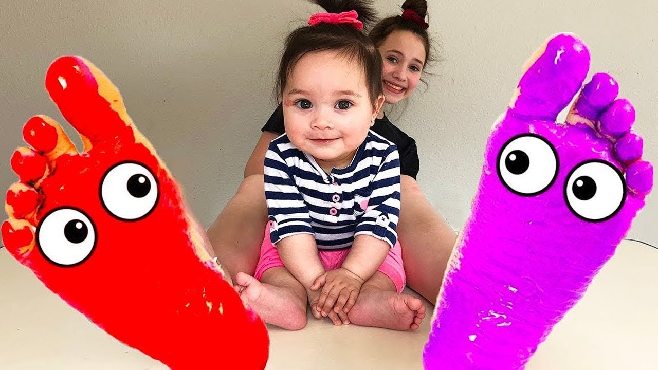 learn colors for kids with feet painting 2019 - YouTube