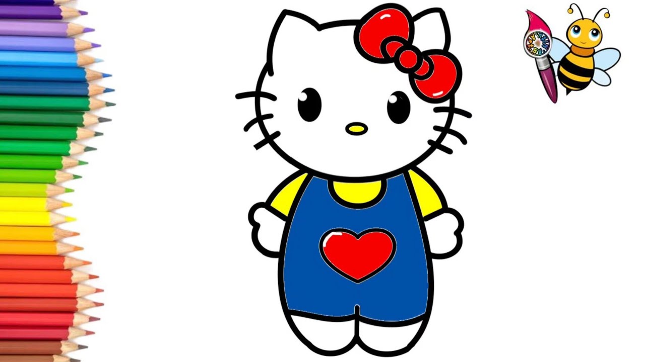 Hello Kitty Drawing, Painting and Coloring for Kids | How to Draw Hello ...