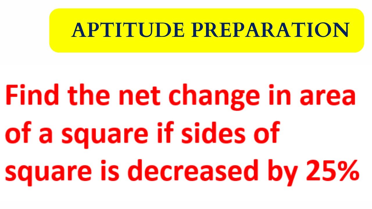 Find the net change in area of a square if sides of square is decreased ...