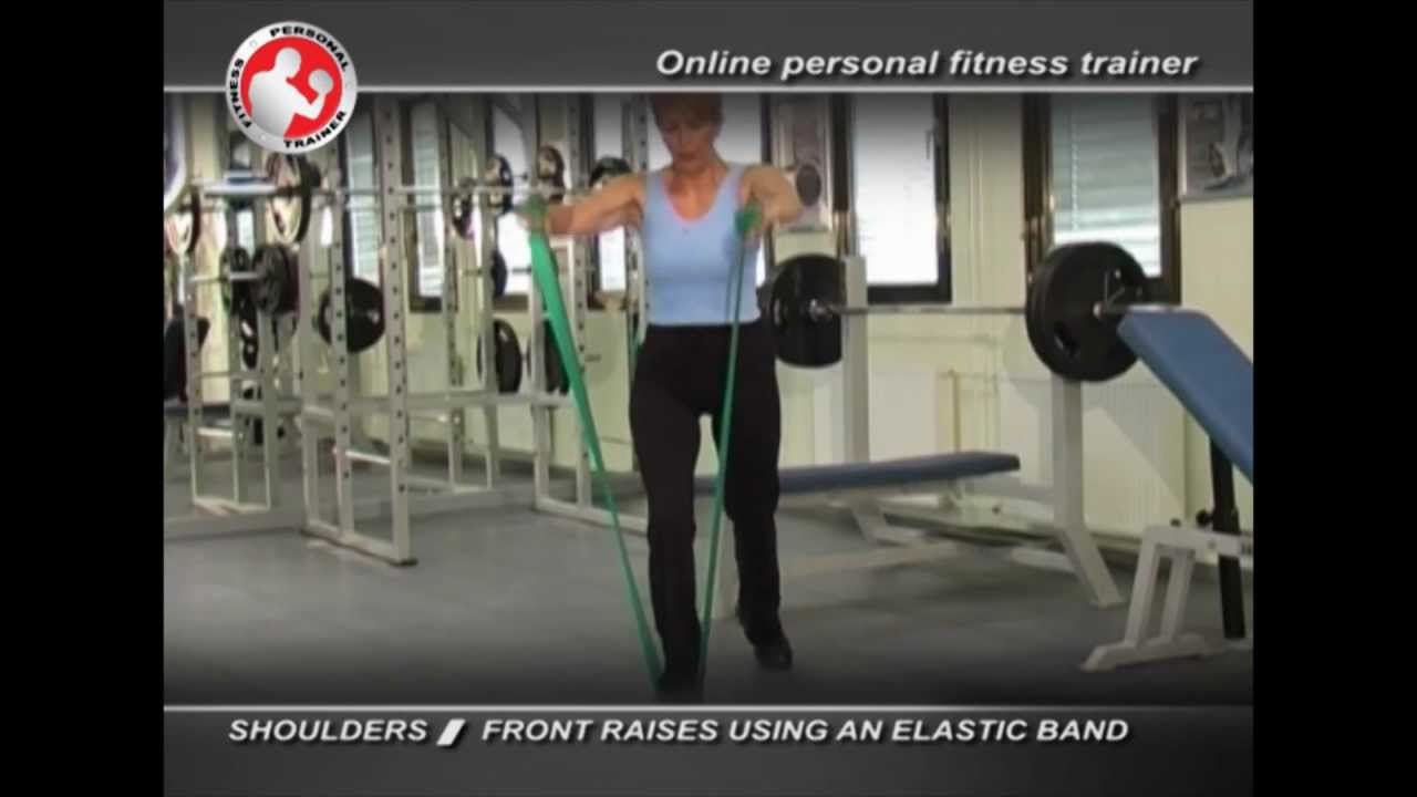 SHOULDERS - FRONT RAISES USING AN ELASTIC BAND - YouTube