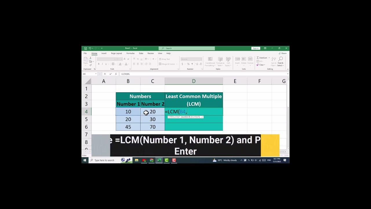 How To Calculate LCM In Excel - YouTube