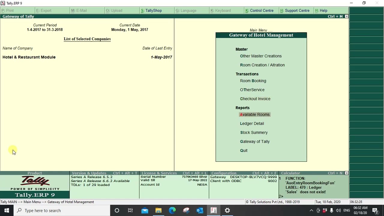 Hotel and Restaurant Module in Tally - YouTube