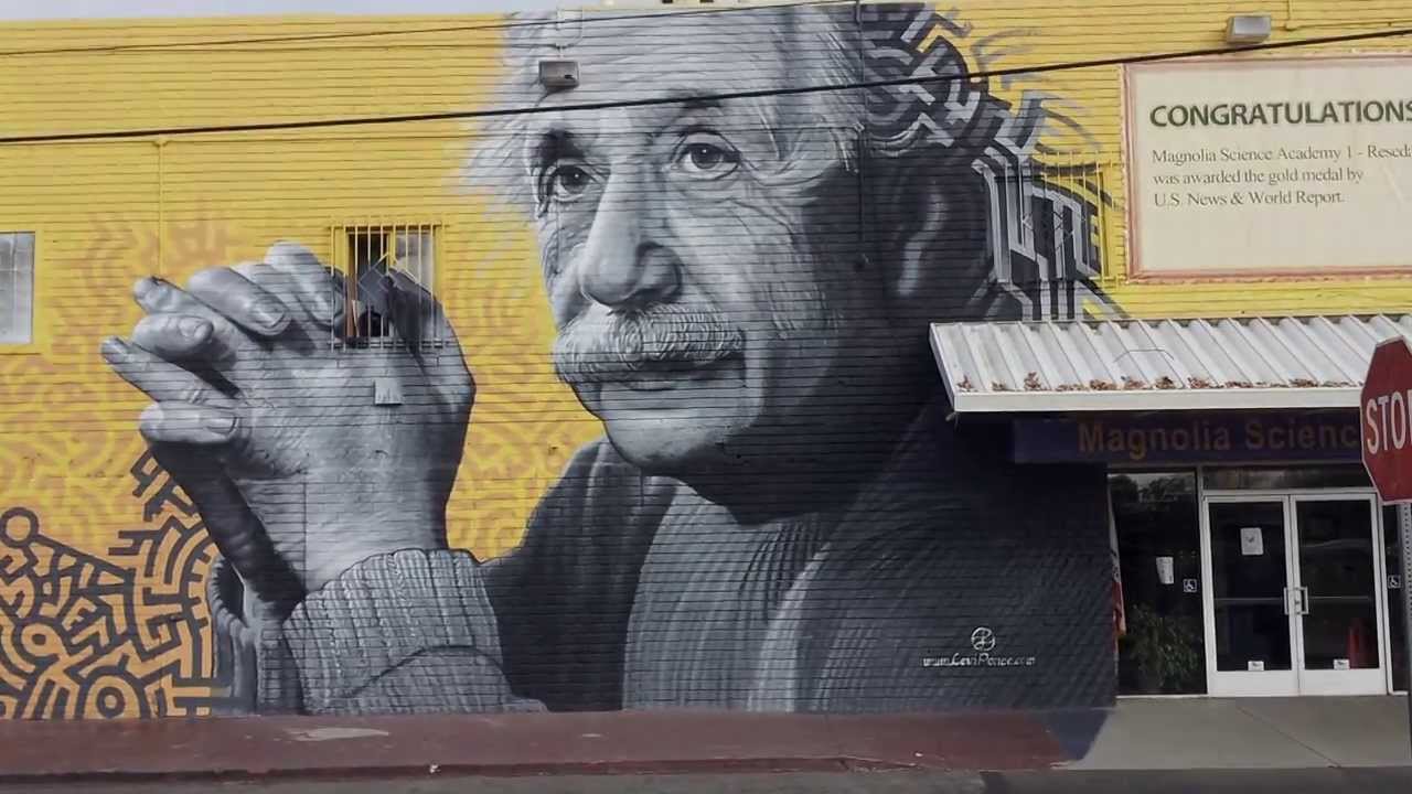 Albert Einstein Mural Wall Art 18238 Sherman Way Reseda CA 91335 - YouTube