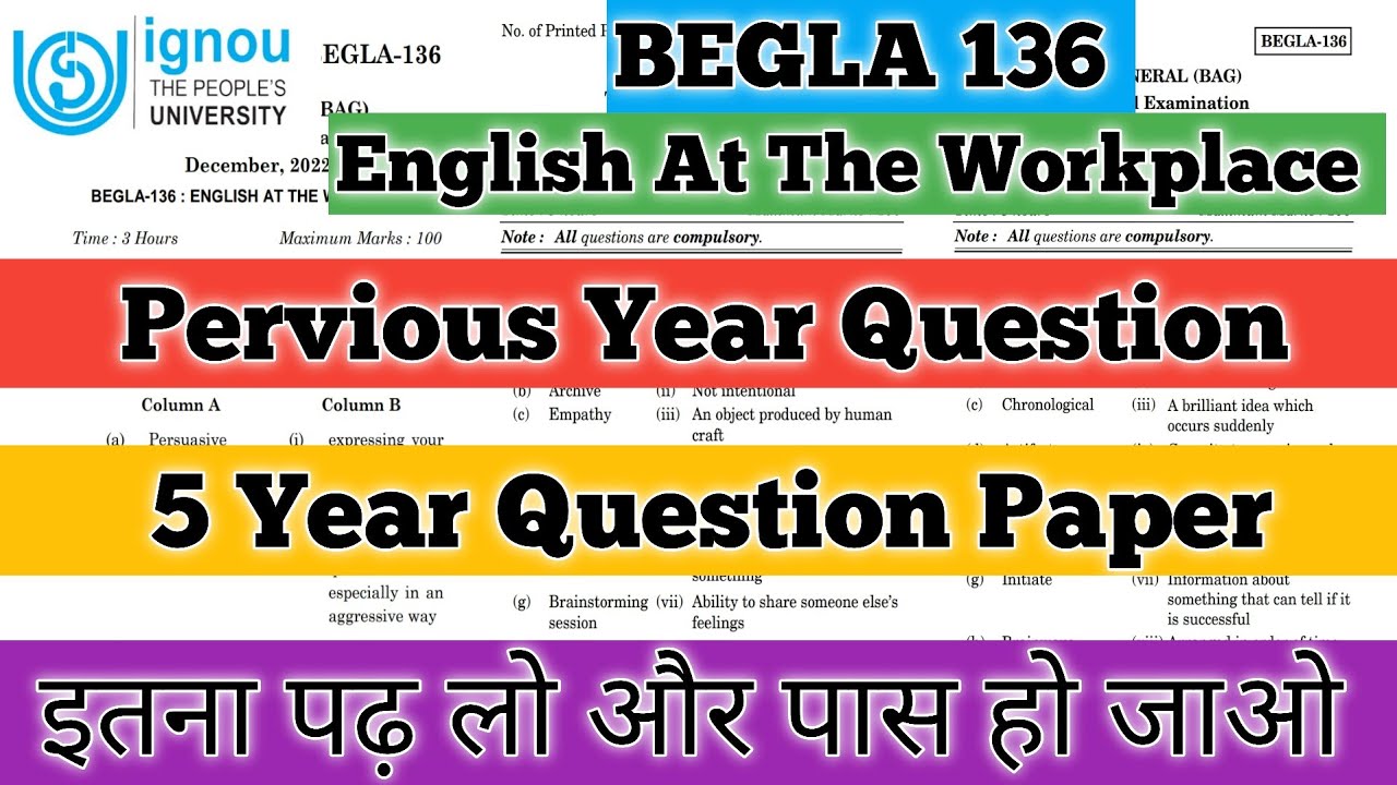BEGLA 136 Important Questions BEGLA 136 Pervious Year Question BEGLA ...