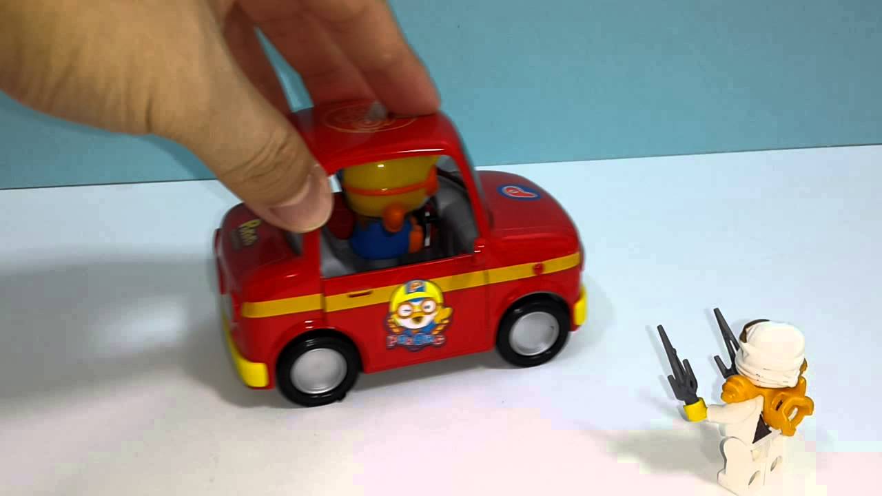 뽀로로4기 뽀통령 빨간색 자동차 장난감에 레고 닌자고 쟌 택시 놀이. Pororo Lego 뽀롱뽀롱 뽀로로 출연 캐릭터 ...