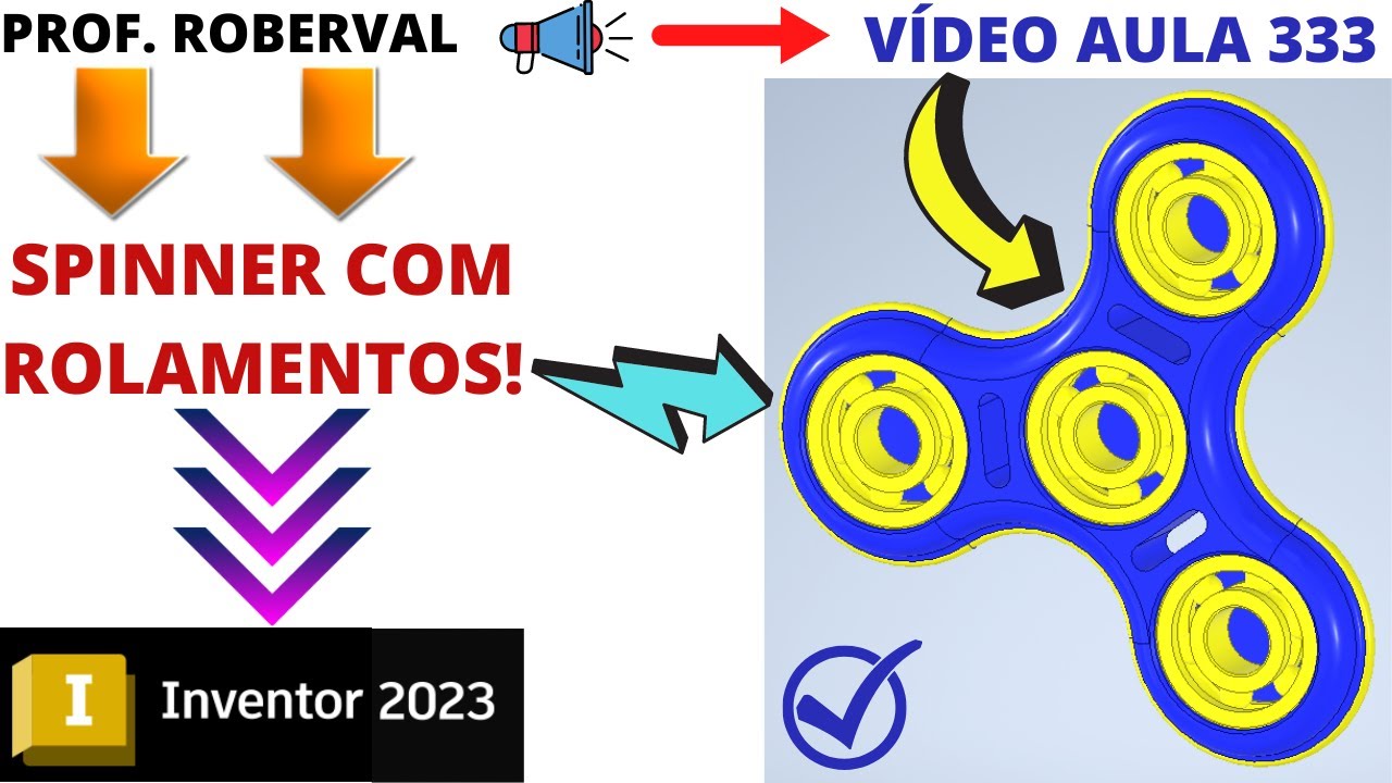 Aula 333 Modelamento do Fidget Spinner com Rolamentos no Inventor 2023 ...