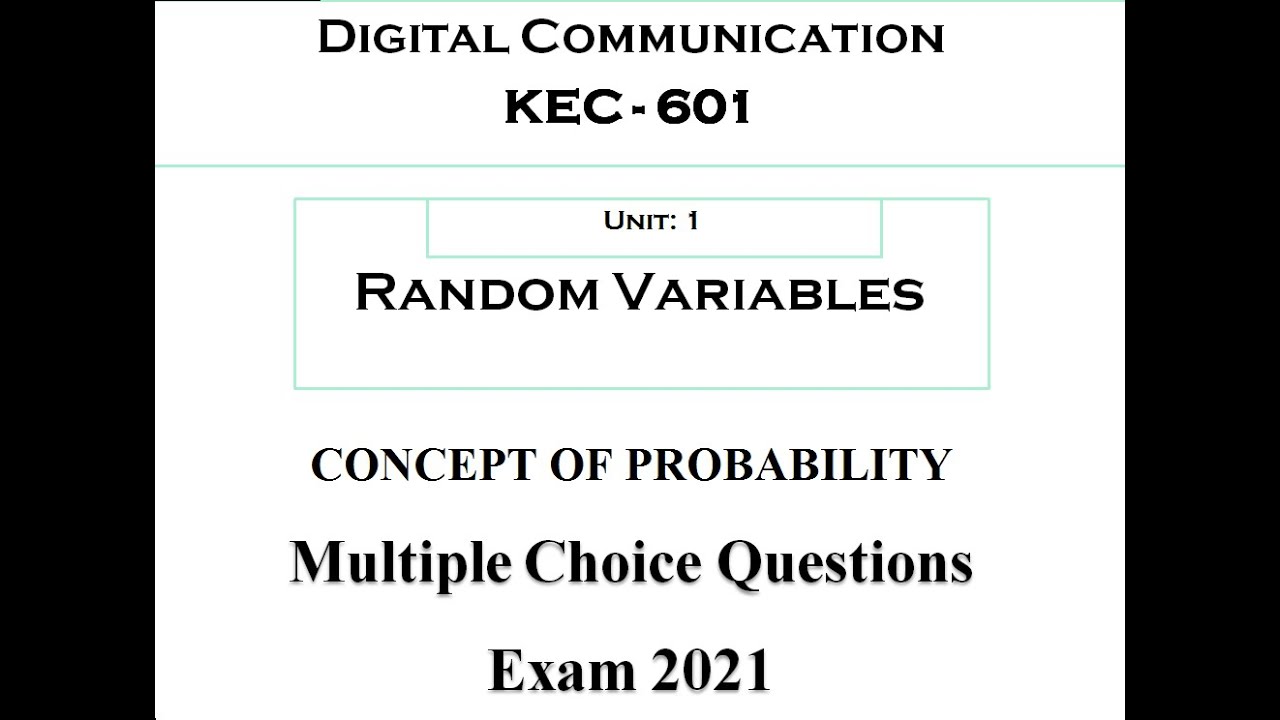 Concept of Probability | MCQs of Digital Communication | KEC 601 ...