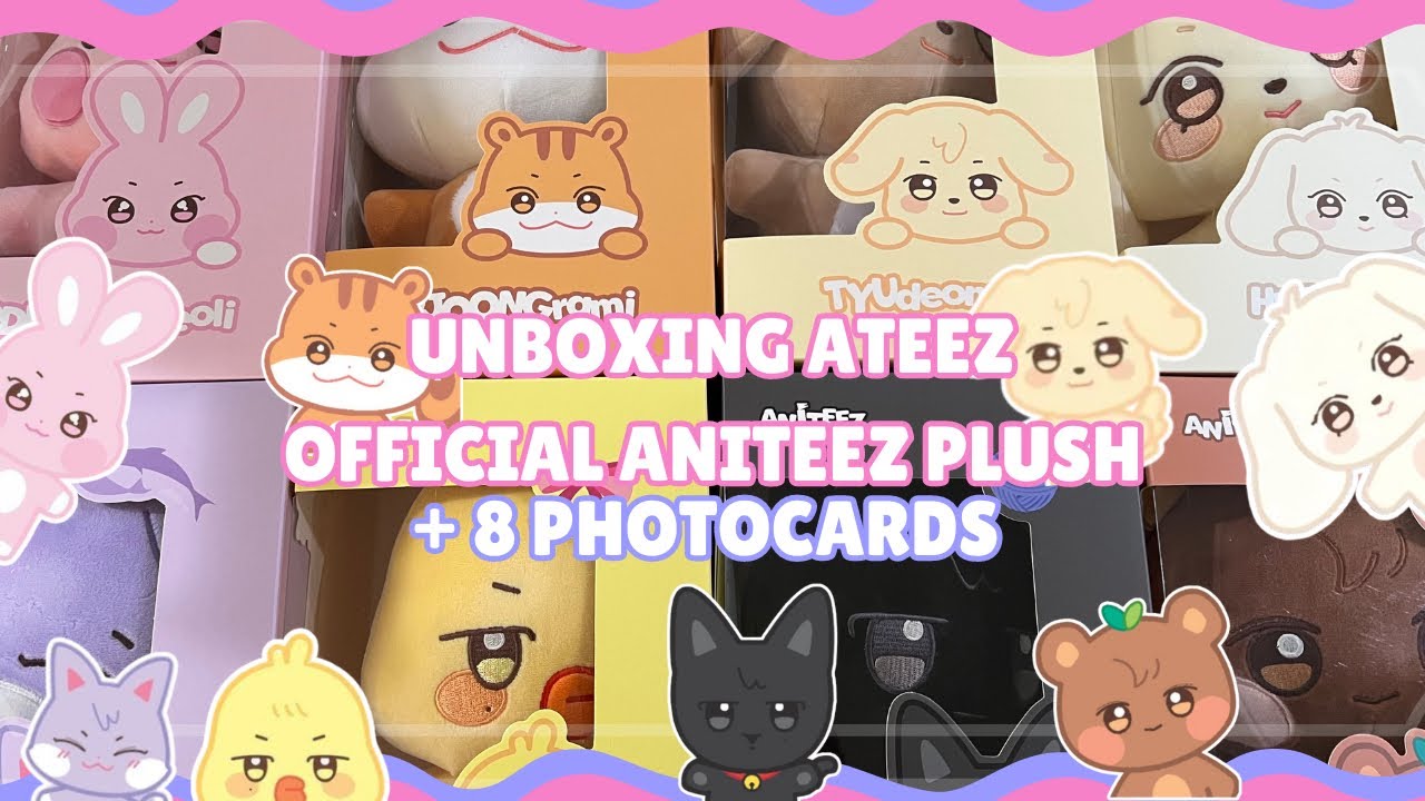 Unboxing Ateez’s Aniteez Plushies - [Full Set] + 8 Photocards | Kpop ...