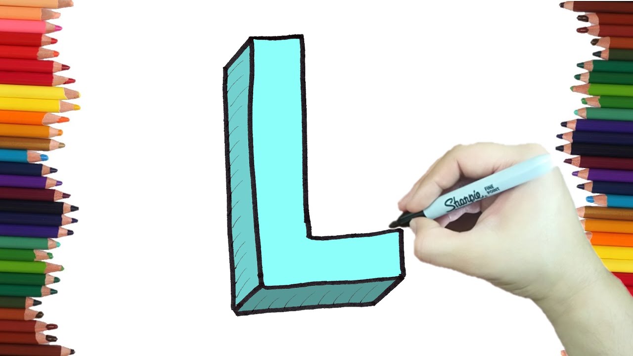 Dibujo de la LETRA L en mayúscula en 3D - YouTube
