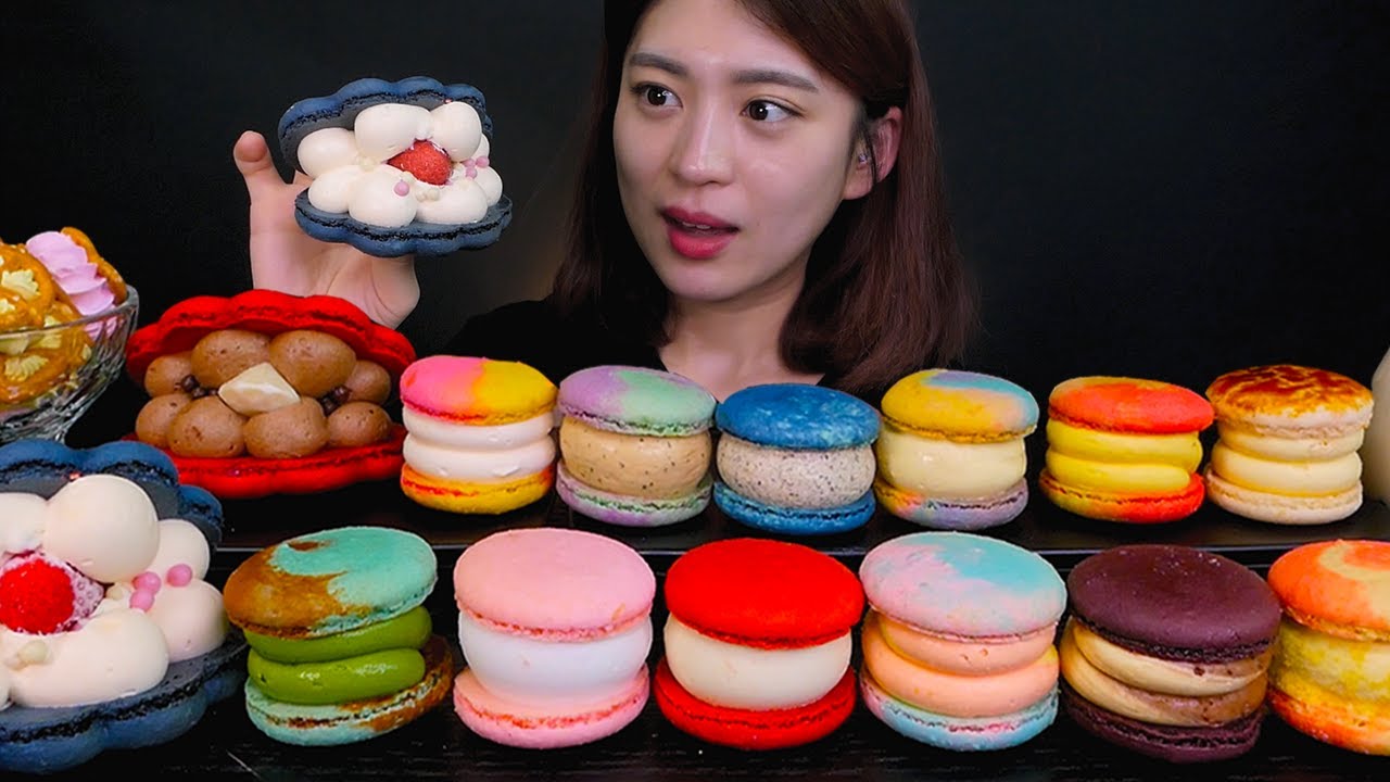 Colourful Macaron, Bubble tea 알록달록한 스쿱당 마카롱먹방! [SCOOP Macaron ...
