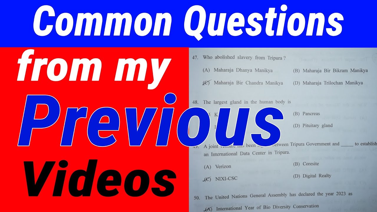 Common Questions in the exam from my previous videos | TPSC Question ...