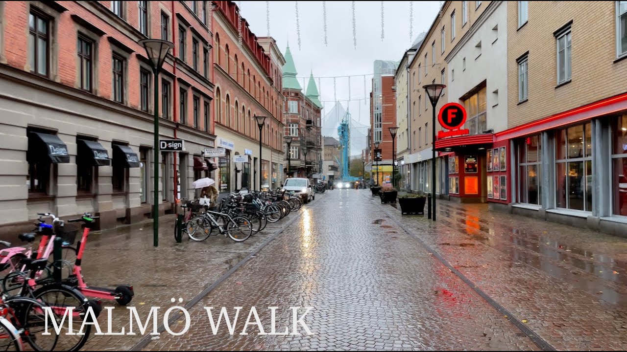 🇸🇪 Malmö, Sweden Walking Tour | Walk in the Rain in Central Malmö | [4K ...