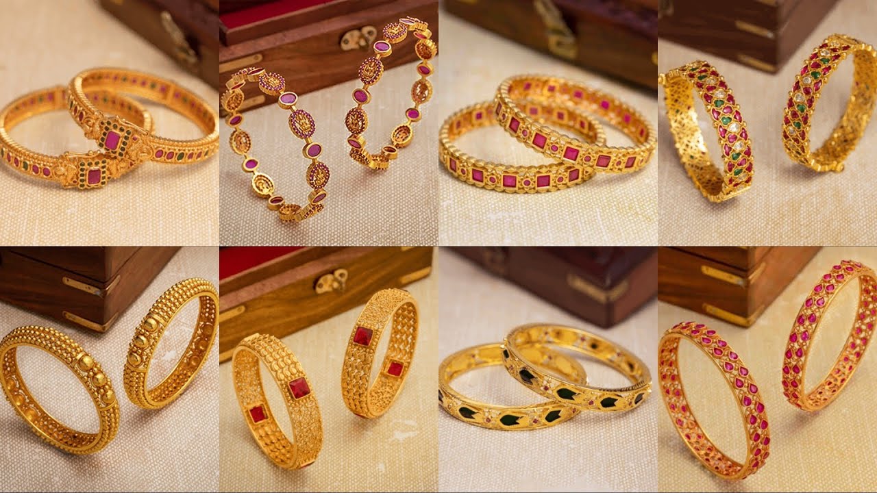 Latest 22kt gold bangles design/ gemstone bangles/ladies bangles/daily ...