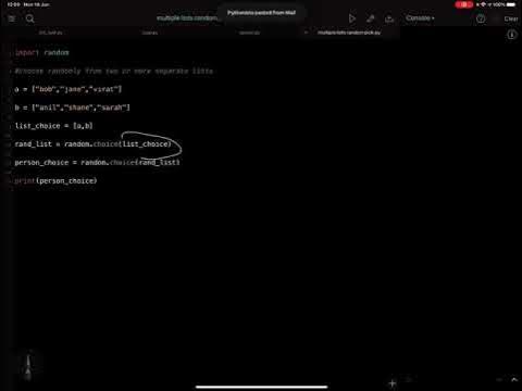 Python: Pick randomly from two or more lists - YouTube