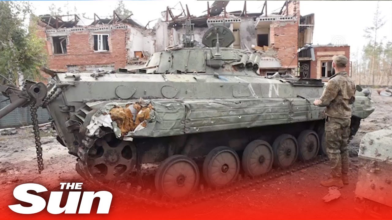 Destroyed and abandoned Russian tanks and vehicles litter Donetsk - YouTube